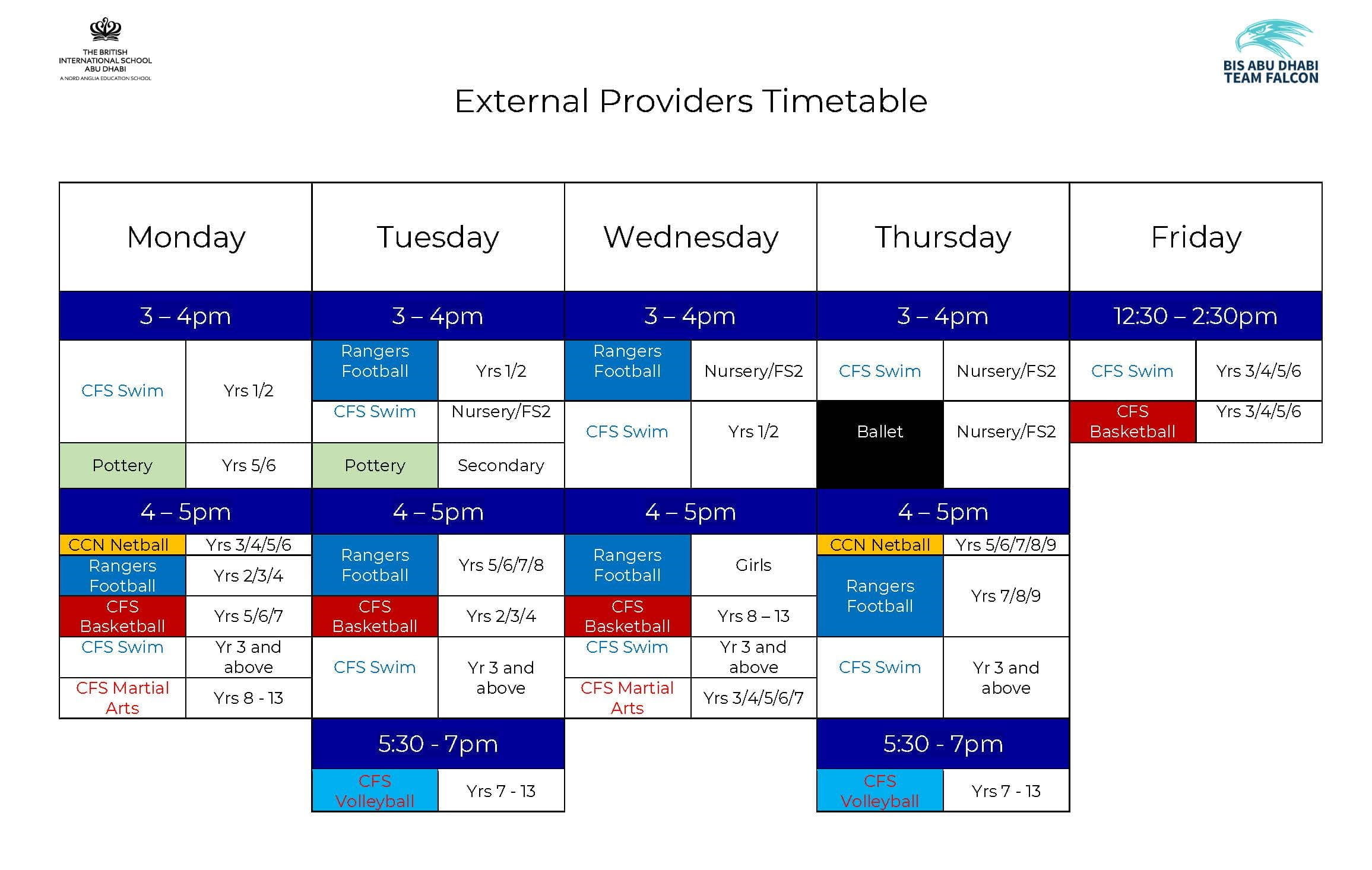 External CCA Programmes