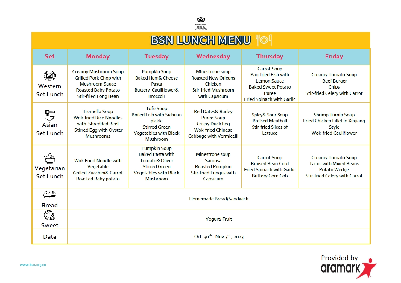 School Lunches | British School Nanjing